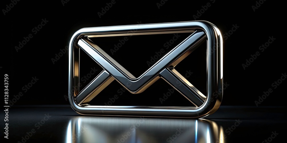 Dark Background Email Shiny Glossy Digital Mail Envelope Communication ...
