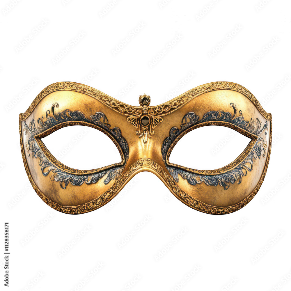 Realistic gold masquerade mask on transparent background, 3d rendering ...