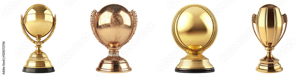 Gold logo of cricket trophy isolated on transparent background, Set of ...