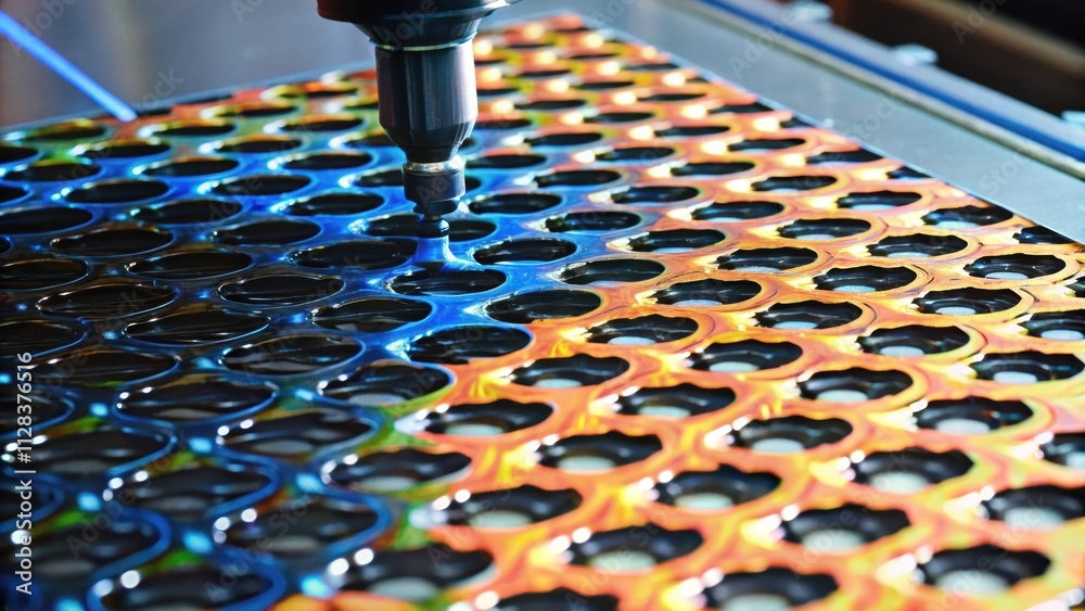 A magnified image of atomic layers being deposited on a substrate ...