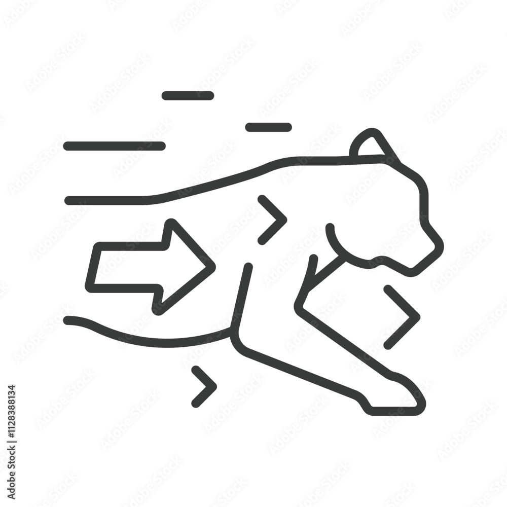 Cheetah speed icon in line design. Cheetah, speed, fast, sprint ...