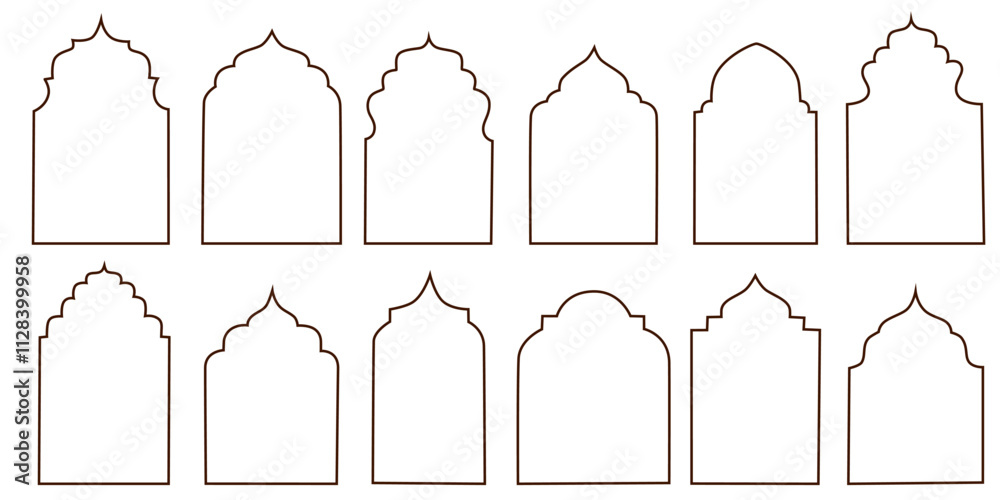 Shape Islamic door and window silhouette Arabic arch. Collection of ...