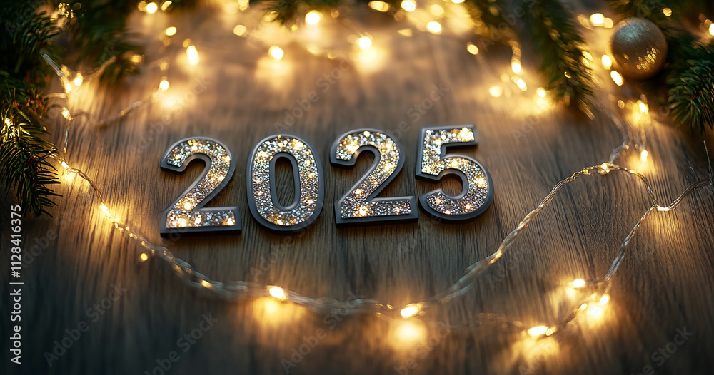 2025 Written in Silver Letters on the Dark Background - Stylish New ...