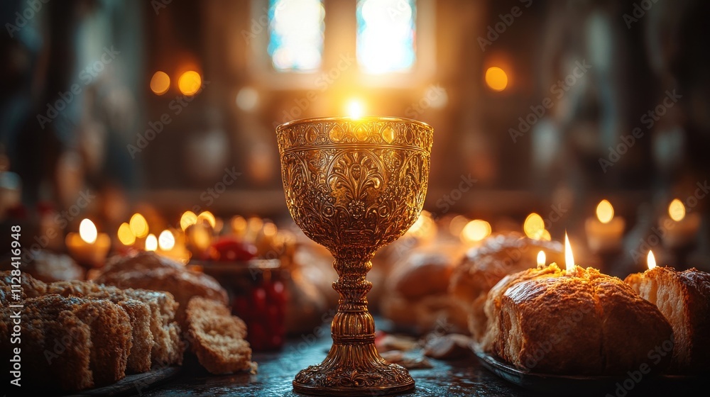 christian symbols and icons chalice communion last supper Stock ...