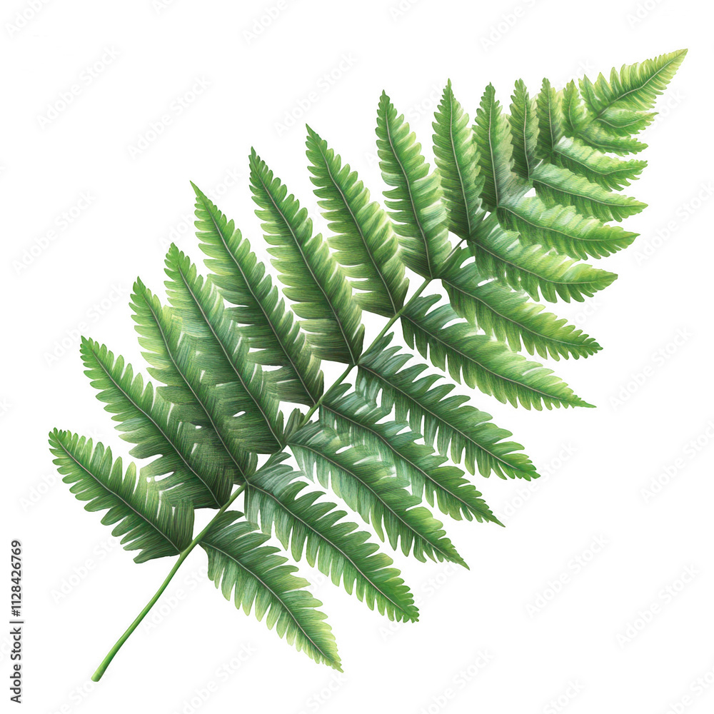 Realistic fern plant leaves, PNG clipart cutout, isolated on a white ...