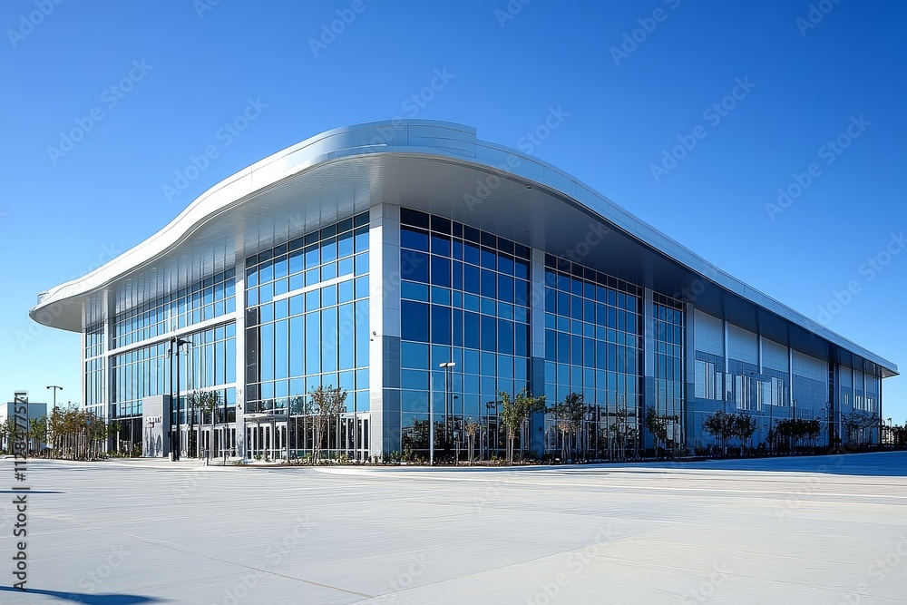 Exterior of Tampa Bay Lightning stadium with light blue and white color ...