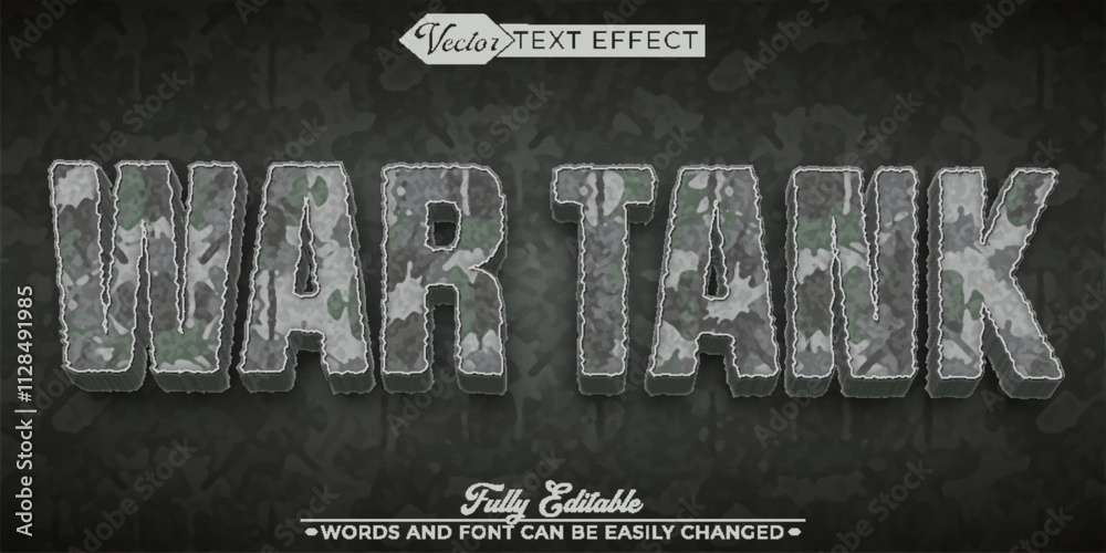 Silver Armored War Tank Vector Editable Text Effect Template Stock ...