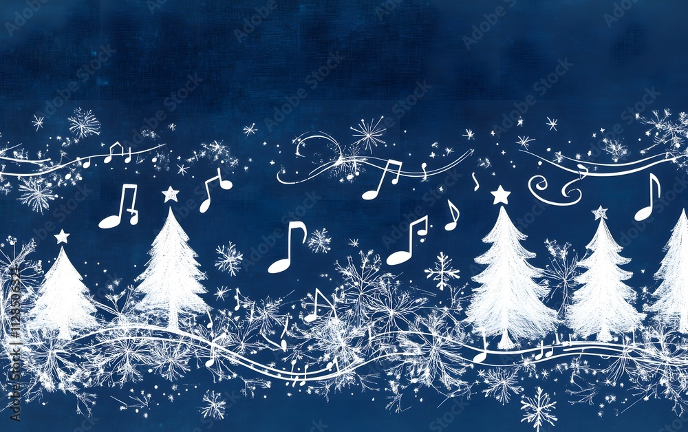 Chic floral border design, navy blue background with white Christmas ...