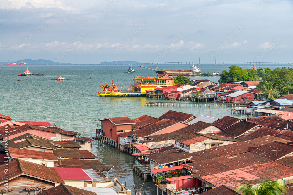 Scenic coastline of George Town at Penang Island in Malaysia Stock ...