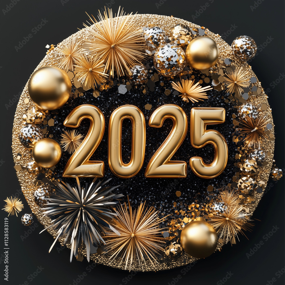 2025 New Year Celebration, luxurious representation of the year 2025 ...