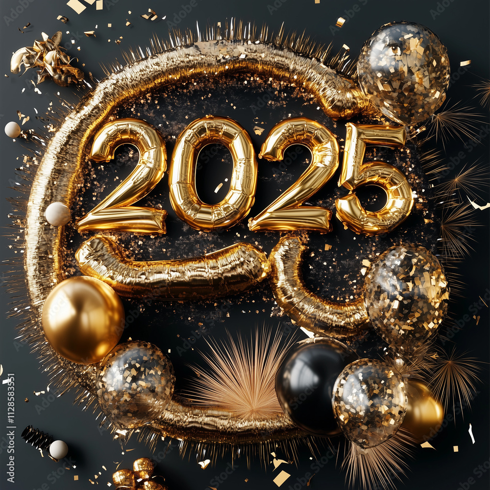 2025 New Year Celebration, luxurious representation of the year 2025 ...