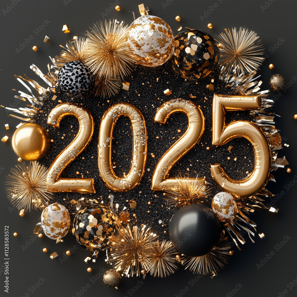 2025 New Year Celebration, luxurious representation of the year 2025 ...
