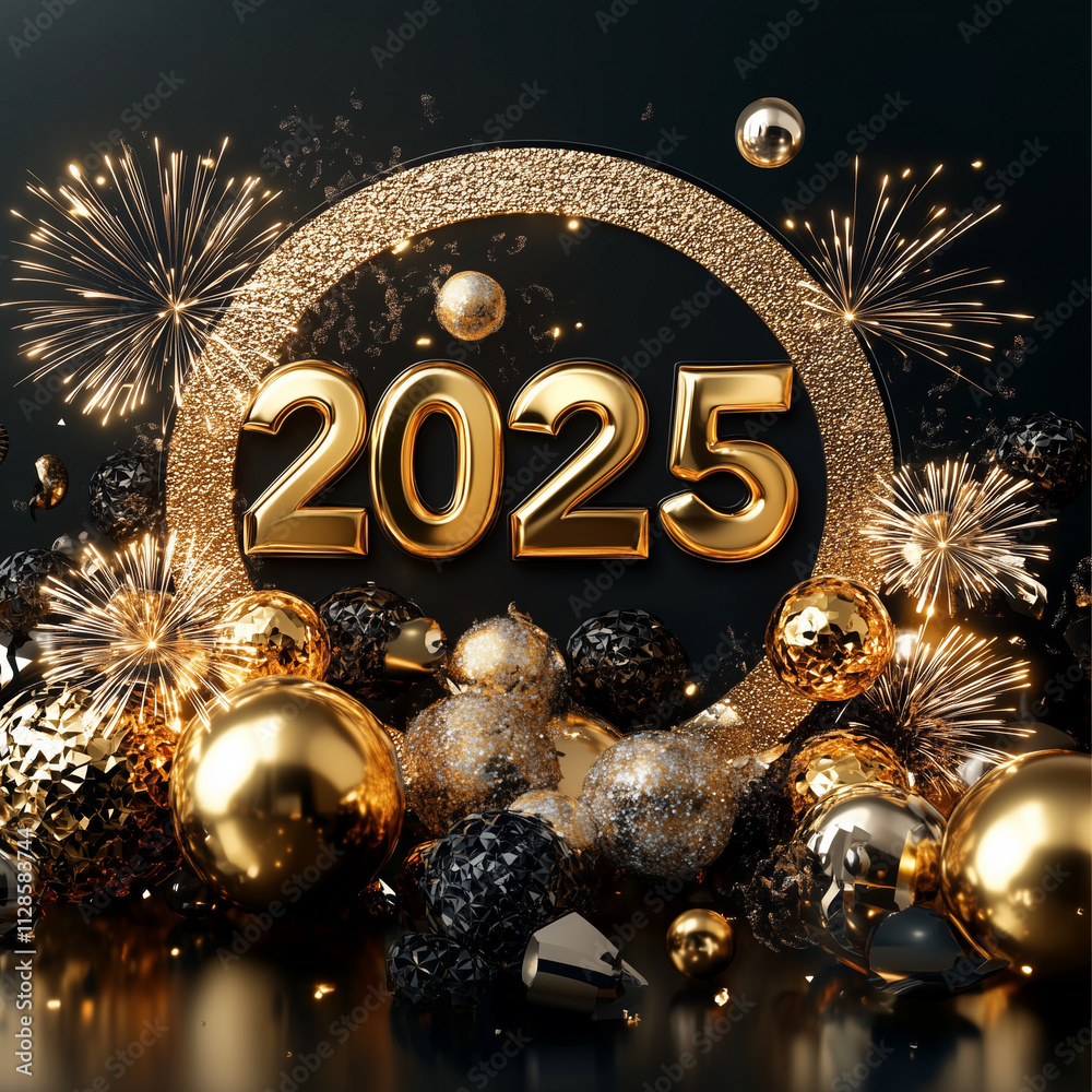 2025 New Year Celebration, luxurious representation of the year 2025 ...