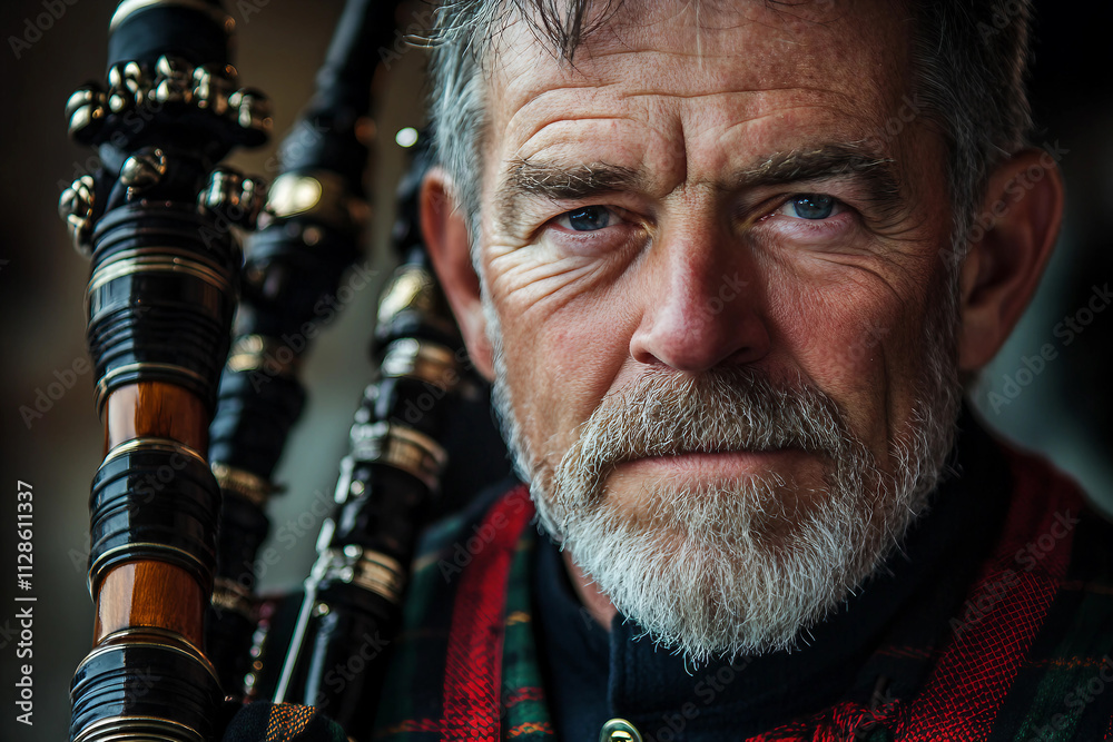 Authentic Scottish person Piper in Traditional Attire, Generative AI ...