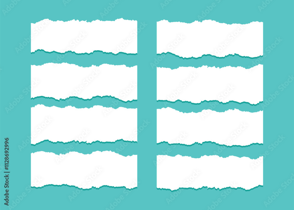 White torn paper rip pieces of sheet edge, Vector illustration, Ripped ...