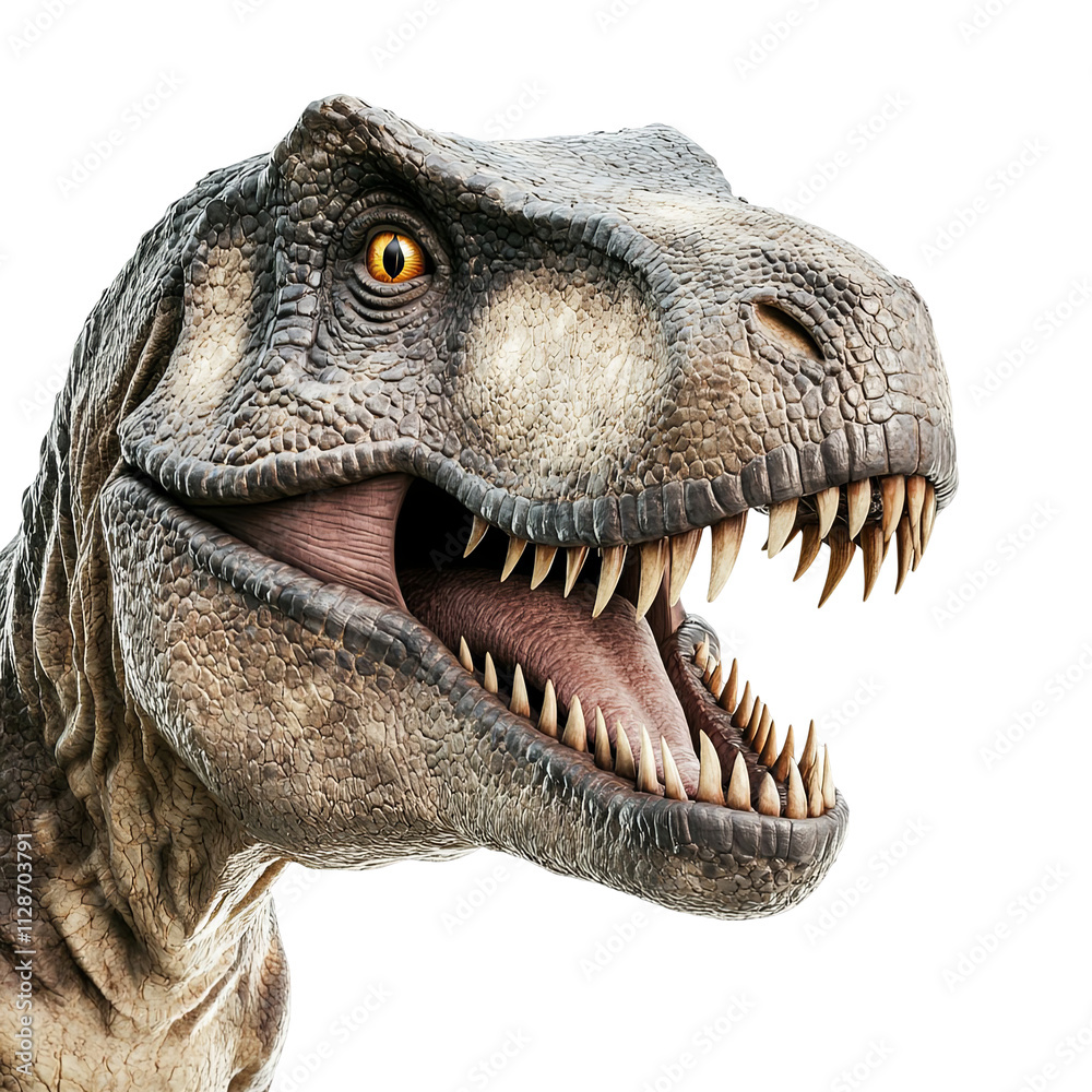 Tyrannosaurus Rex Head Close-up Isolated on White Background Dinosaur ...