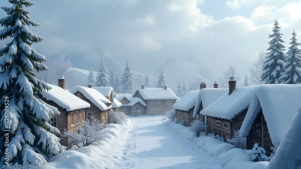 "Majestic Winter Wonderland: Snow Blanketing Rooftops in Stunning Ultra ...