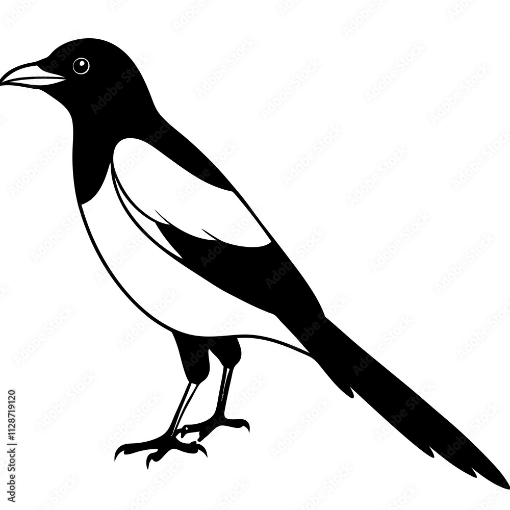 "Magpie Bird Generative AI Vector and Line Art Design for Graphic ...