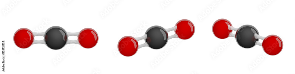 Molecule of Carbon dioxide. Set of views. Molecular formula: CO2 ...