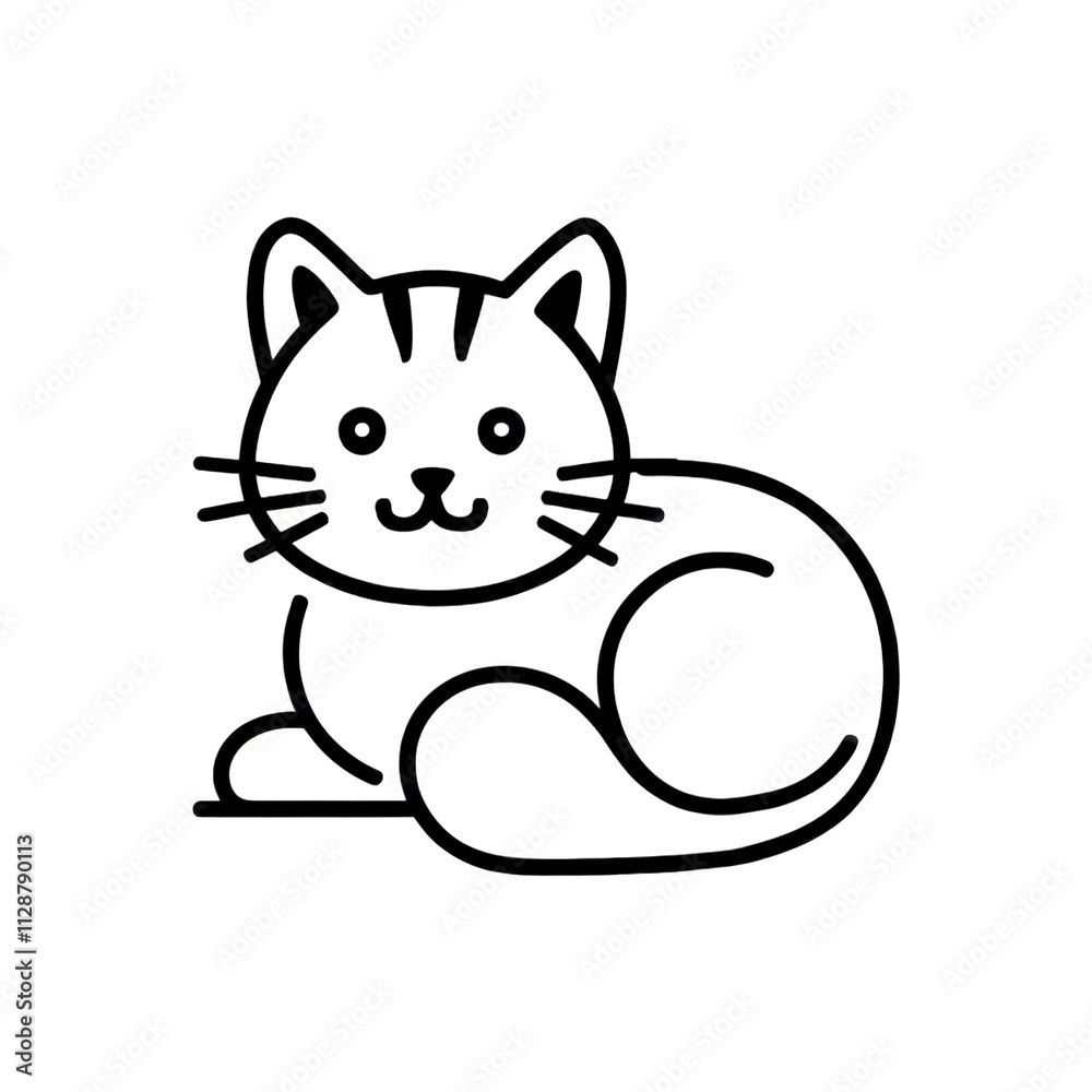 cat clip art line drawing illustration cartoon isolated on transparent ...