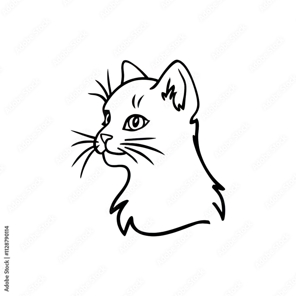 cat clip art line drawing illustration cartoon isolated on transparent ...