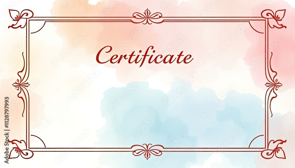 certificate background with smooth watercolor washes and elegant ...