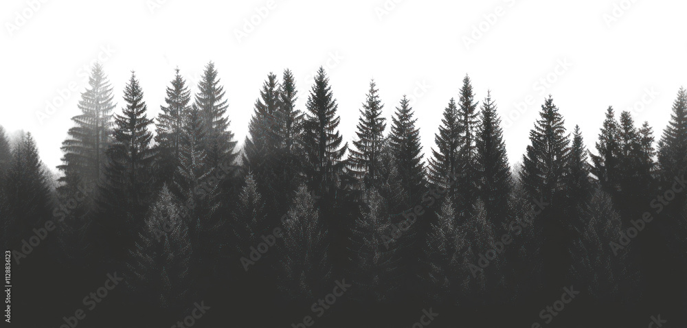 PNG Misty forest silhouette, serene nature Stock Photo | Adobe Stock