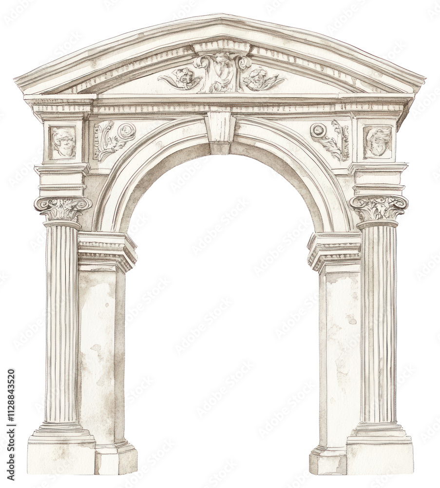 PNG An ancient greek Ornamental arch architecture arched person. Stock ...