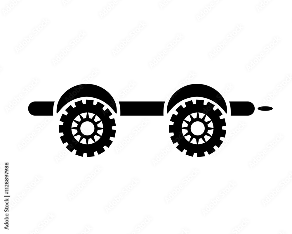 Trailer - platform on large powerful wheels vector silhouette for logo ...