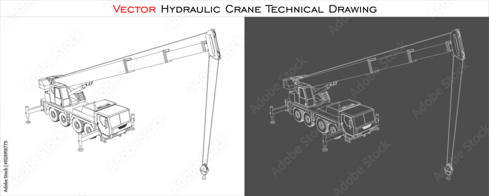 hydraulic crane Isometric view vector, heavy equipment and machinery ...