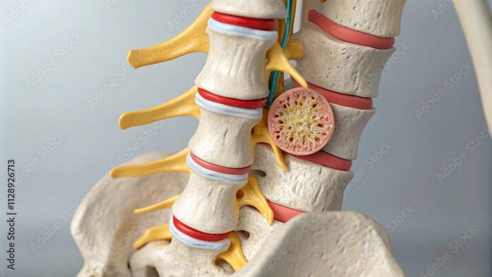 Detailed 3D Illustration of Lumbar Vertebra with Intervertebral Disc ...