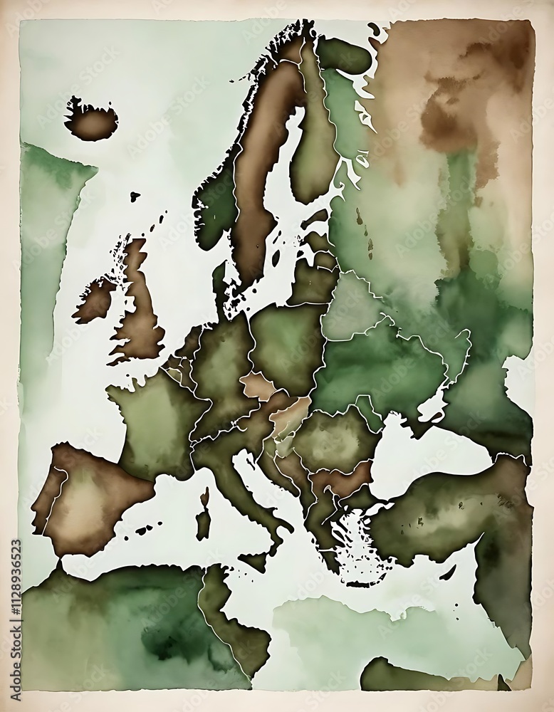 old map of continent Stock Illustration | Adobe Stock