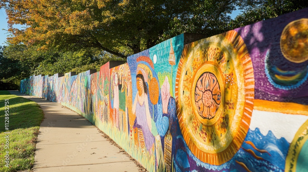 Foto de Stock A community mural project where artists of different ...