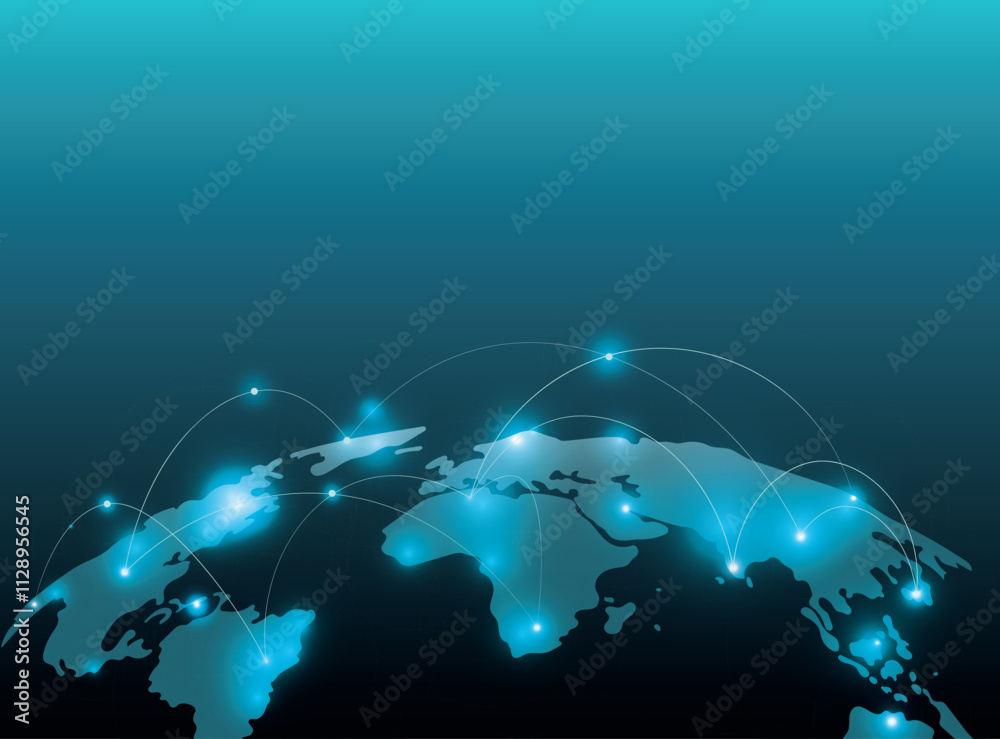 Blue futuristic background with planet Earth. Vector. Internet ...