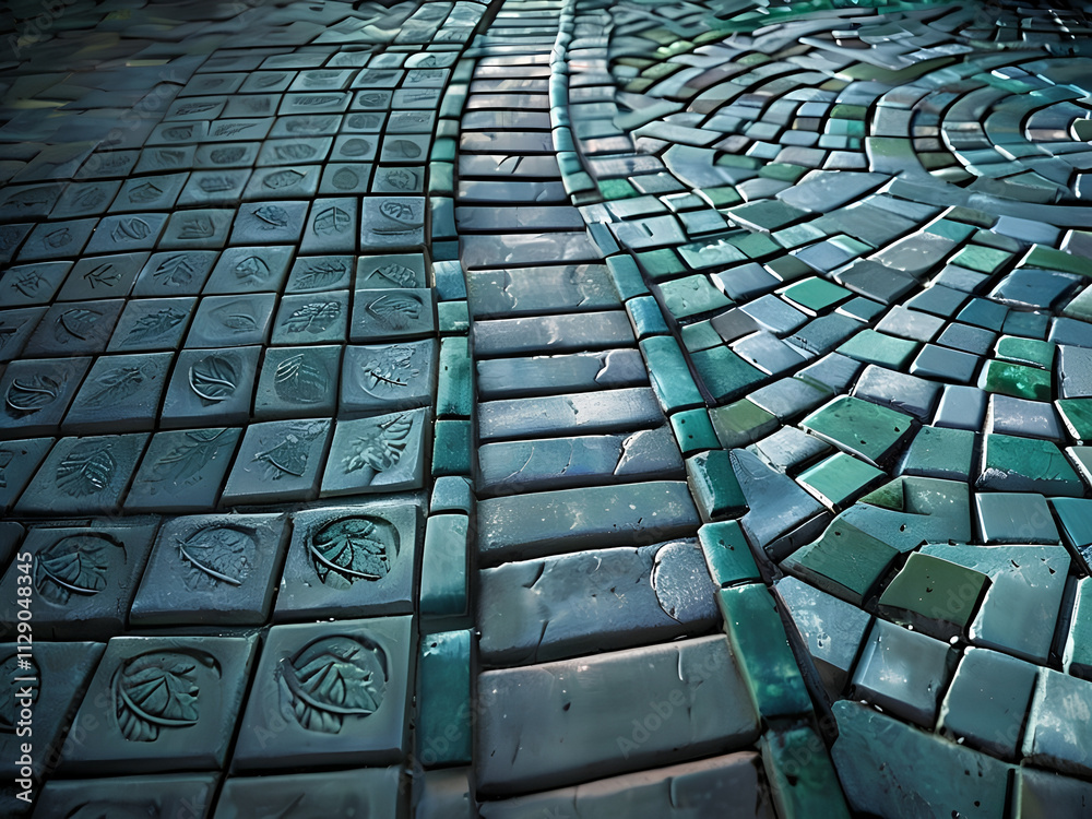 Intricate brick pathway with unique textures and patterns, decorative ...