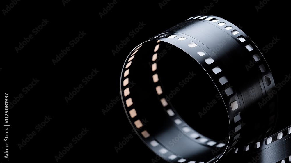 Artistic close-up of film reel against a dark background, showcasing ...