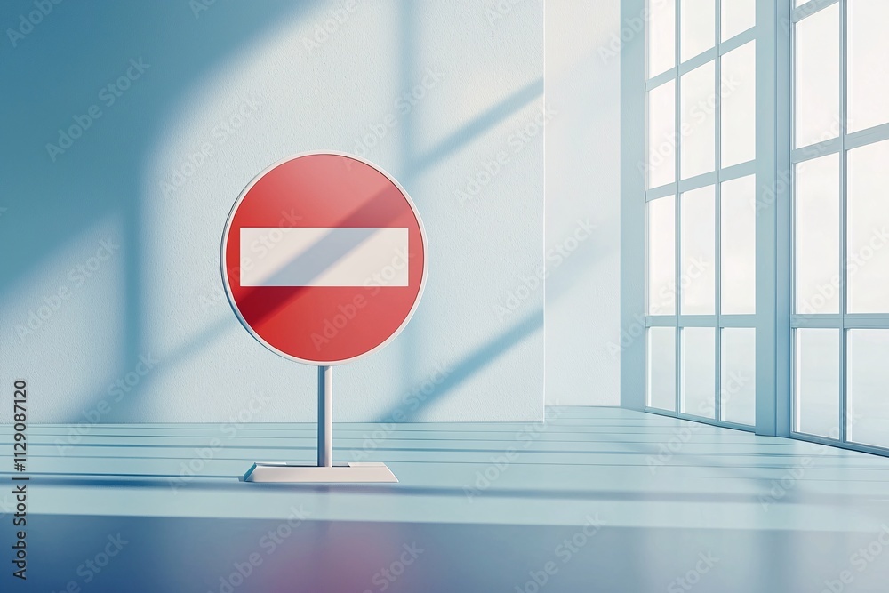 No Entry Sign Minimalist Interior Light Blue Room Stop Sign Modern ...