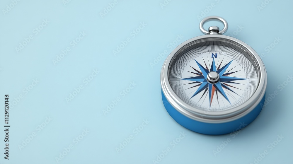 Compass on Blue: A classic compass rests on a soft blue background, its ...