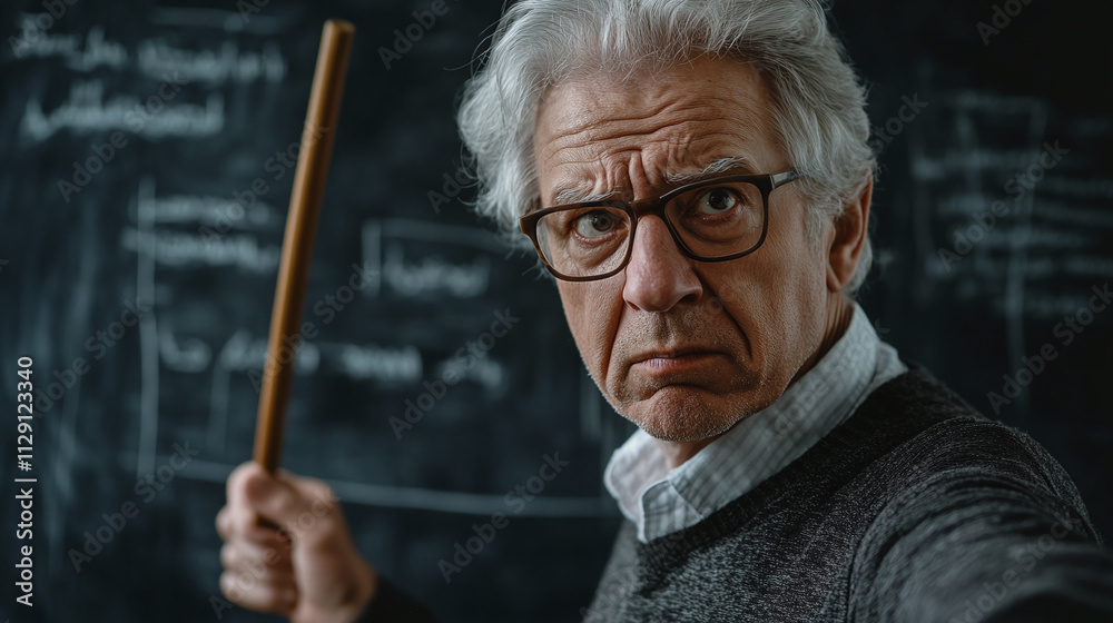 Angry senior male professor with gray hair, old aged teacher wearing ...