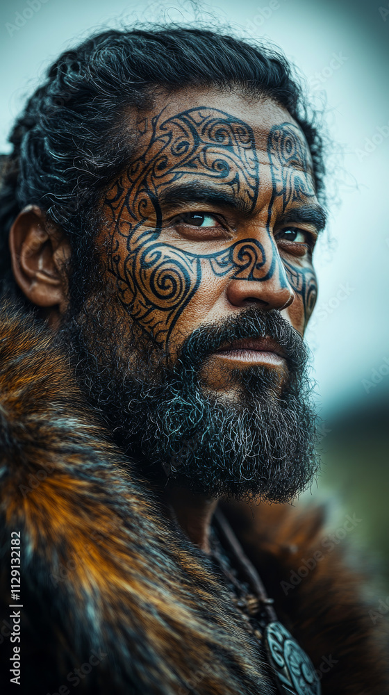 Maori Warriors: Fierce Battle-Ready Warrior in Traditional Maori Armor ...