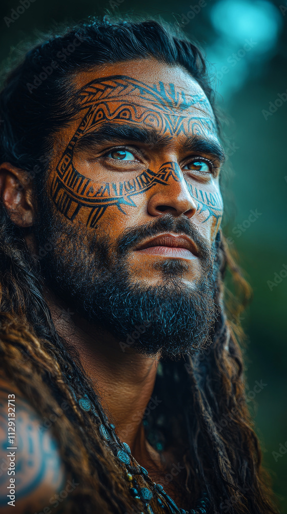 Maori Warriors: Fierce Battle-Ready Warrior in Traditional Maori Armor ...
