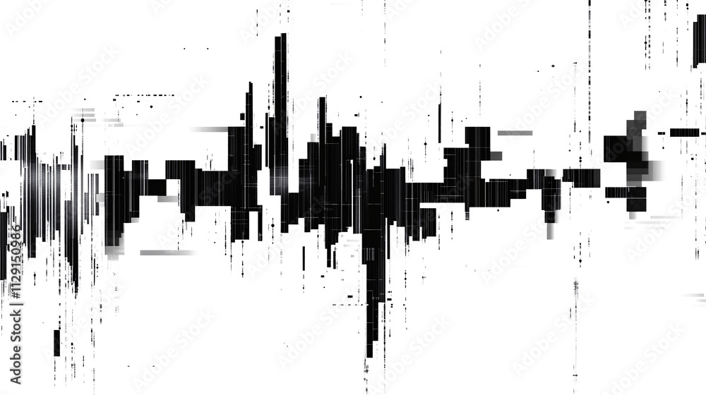 Horizontal distortion of broken video image on white background, VHS ...