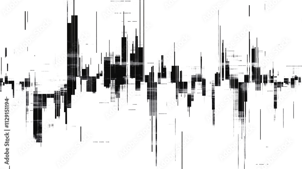 Horizontal distortion of broken video image on white background, VHS ...