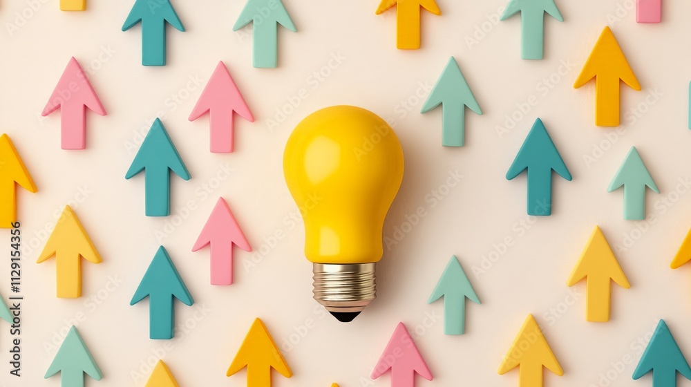 Bright Idea: A single lightbulb illuminates a field of colorful arrows ...