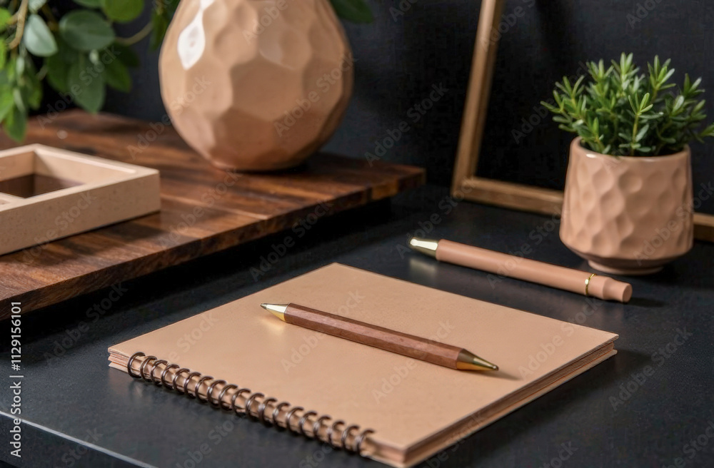 office accessories and stationery in the trendy mocha mousse color on a ...