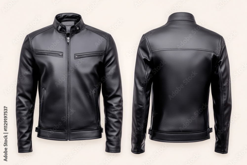 black Biker Jacket mockup with front and back view. man dress mock-up ...
