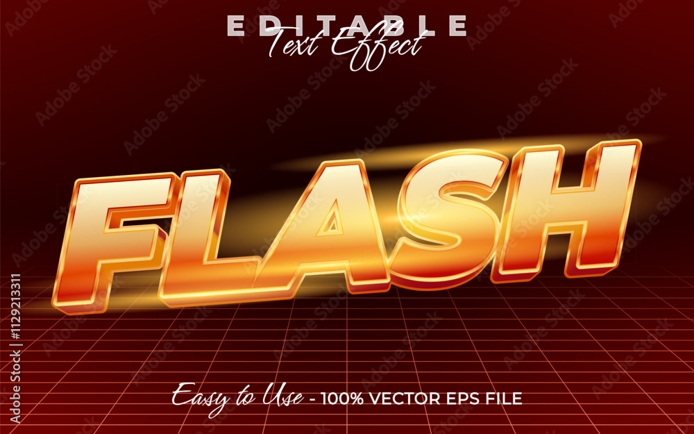 Flash Editable text style effect, Glossy 3D text style theme. Stock Vector | Adobe Stock