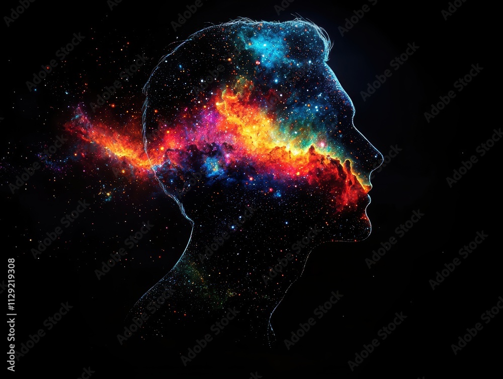 Cosmic reflection of thought abstract space digital art dark ...