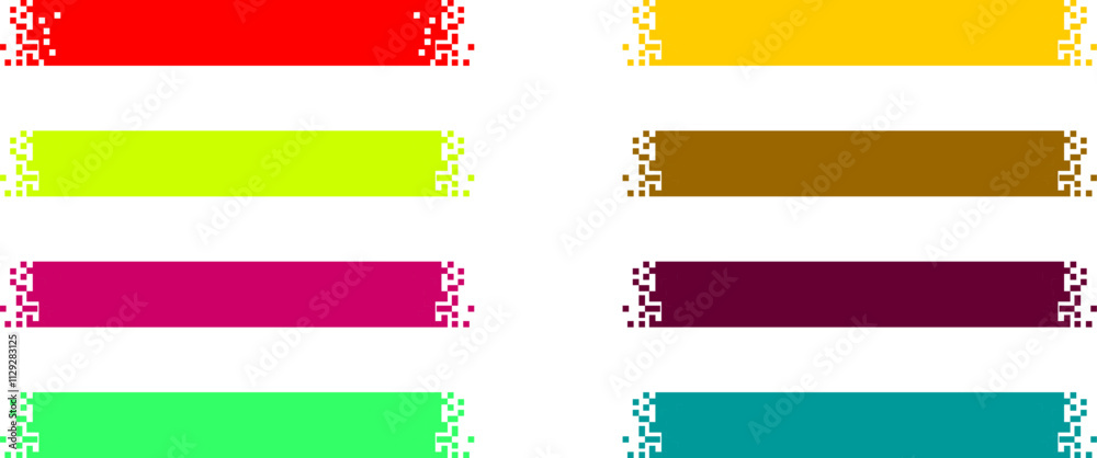 Horizontal title tags with pixels. Pixel banner. Header, footer color ...