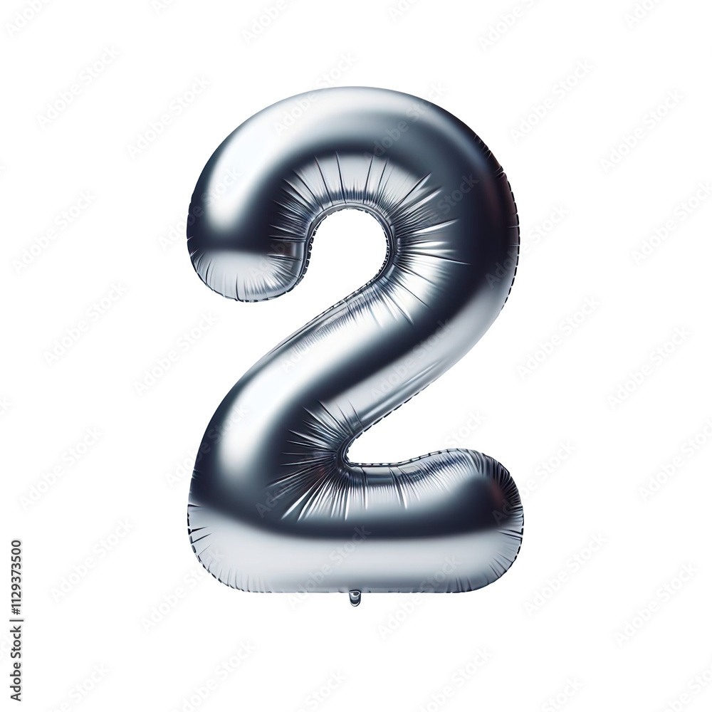 Silver color Number 2 Balloon, Shiny balloon shape party decoration ...